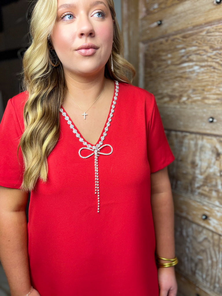 Stazie V-Neck Shift Mini Dress – Laughton & CO